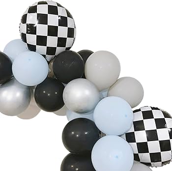 Black & White Checkered Balloon – Ruby Rabbit