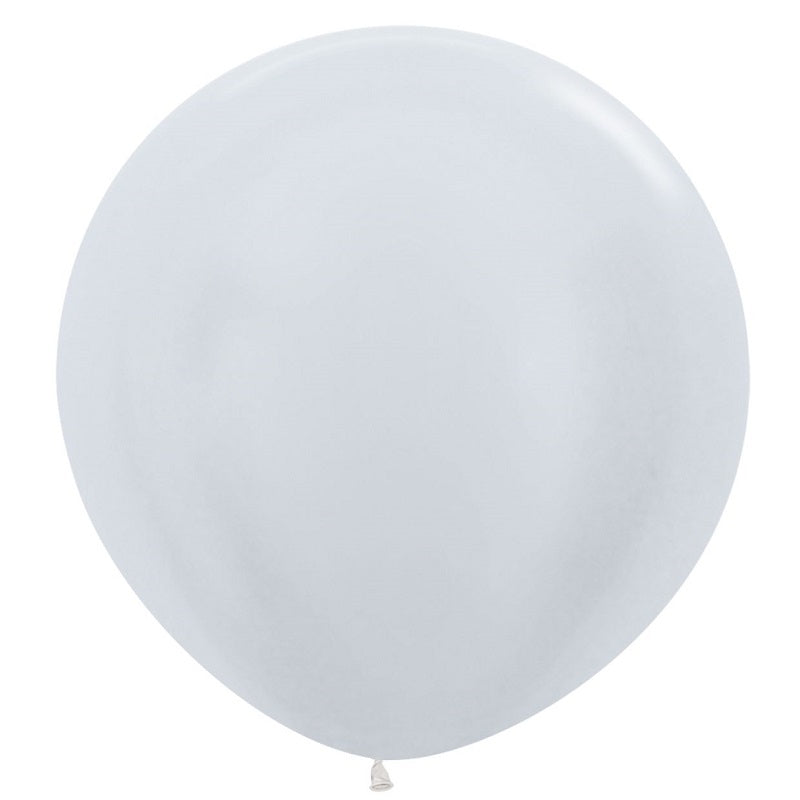 Satin Pearl White Giant 90cm Round Balloon – Ruby Rabbit