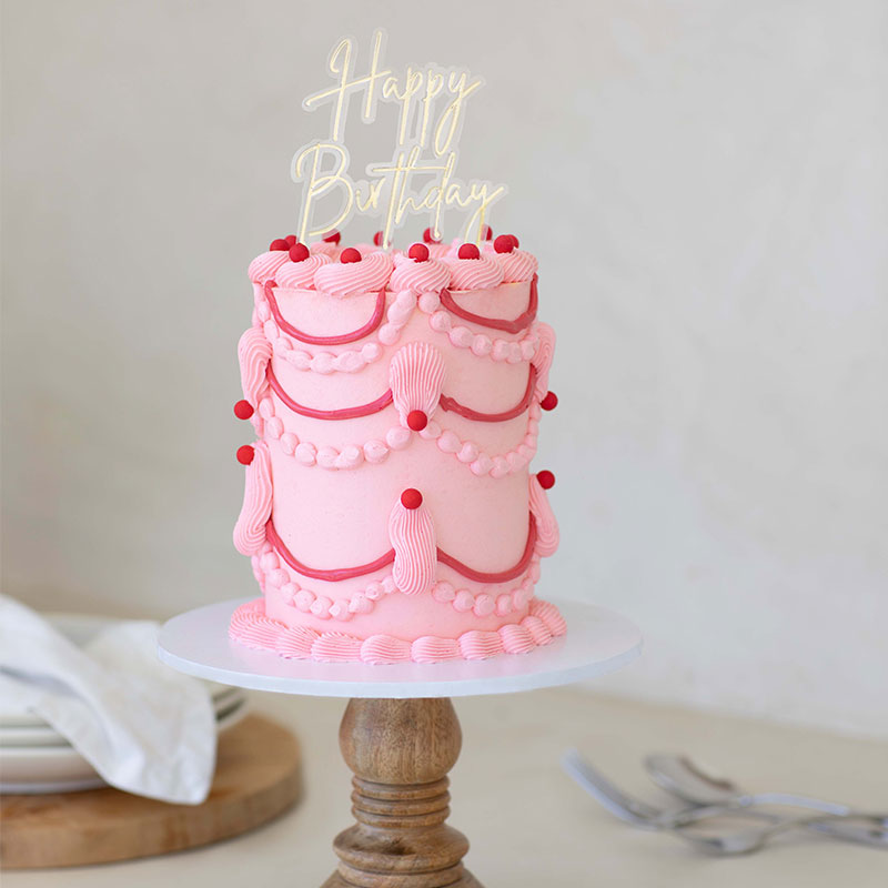 Gold Layered Happy Birthday Cake Topper – Ruby Rabbit