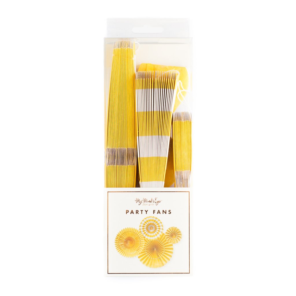 Yellow Party Fans (4 pack) – Ruby Rabbit