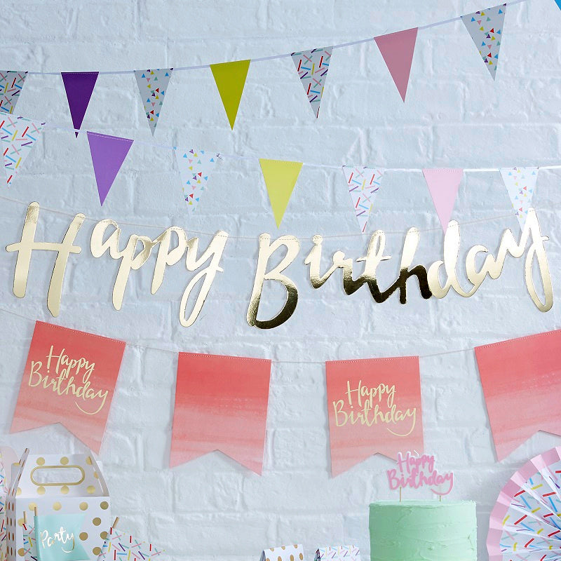 Gold Happy Birthday Bunting – Ruby Rabbit