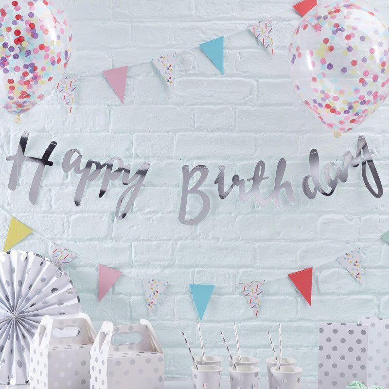 Silver Happy Birthday Bunting – Ruby Rabbit